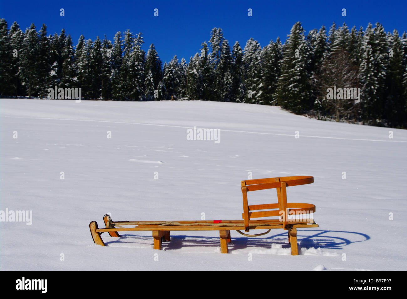 sledge outside in a snowy landscape Stock Photo - Alamy