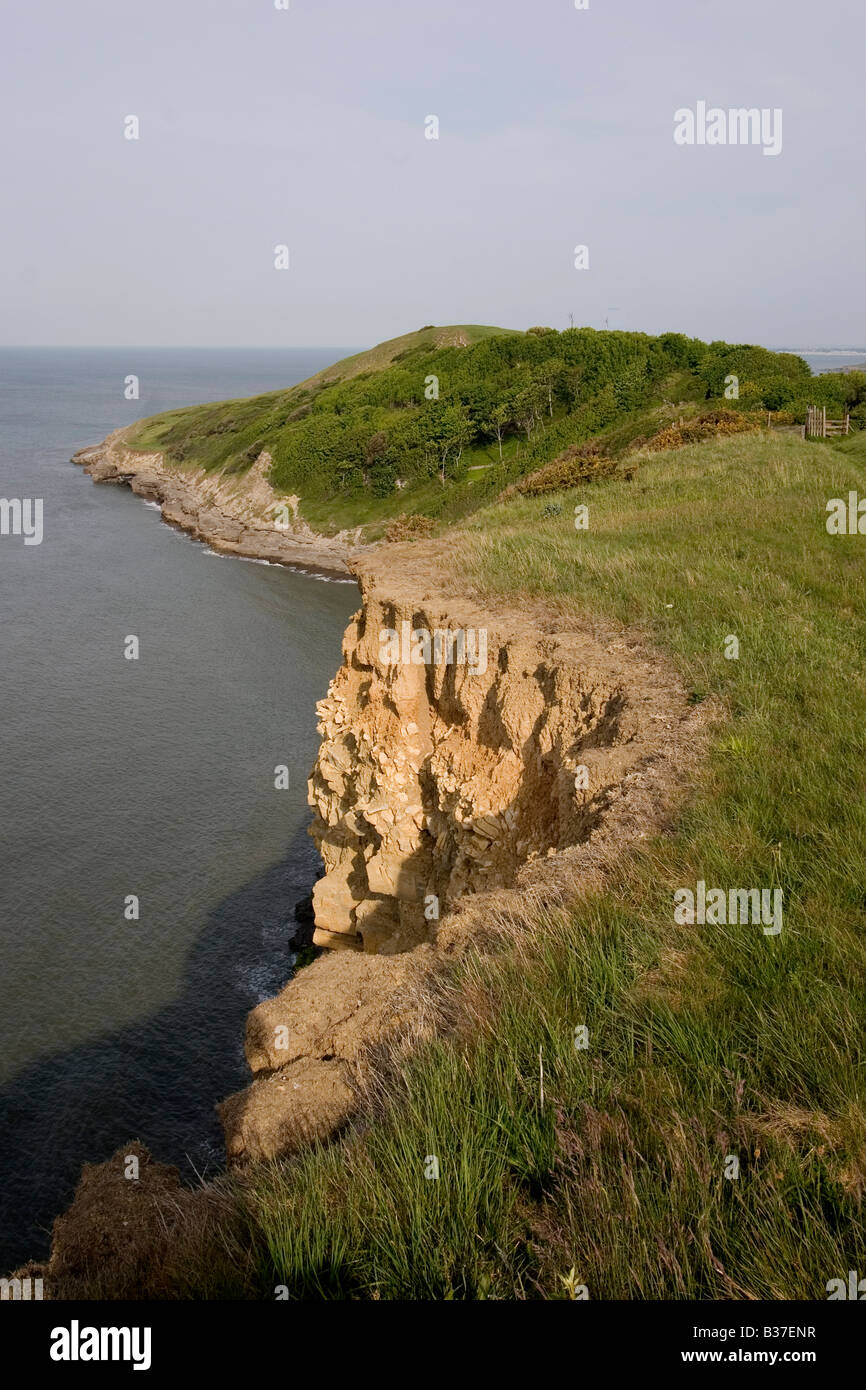 Steep limestone cliffs Coastal path Heritage Coast Southerndown Vale of ...