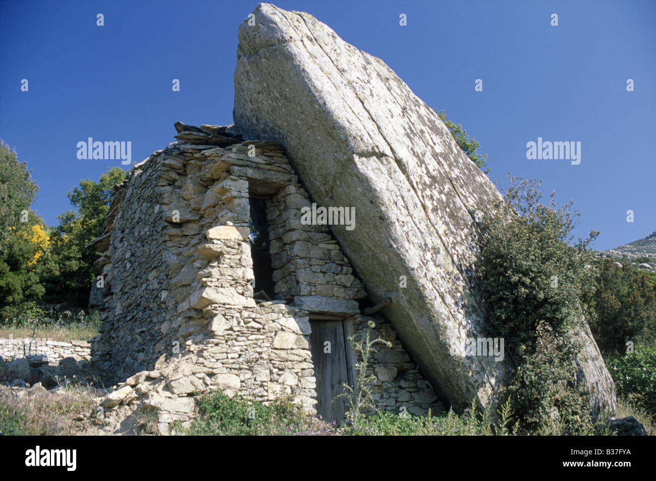North East Aegean Troglodyte cave house Large stone slab Small house ...