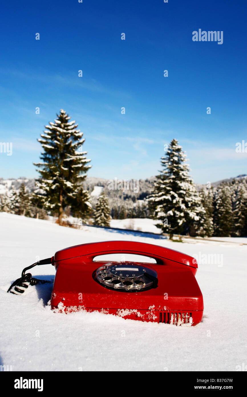 Santa Claus Hotline symbolized by a red retro phone Stock Photo - Alamy