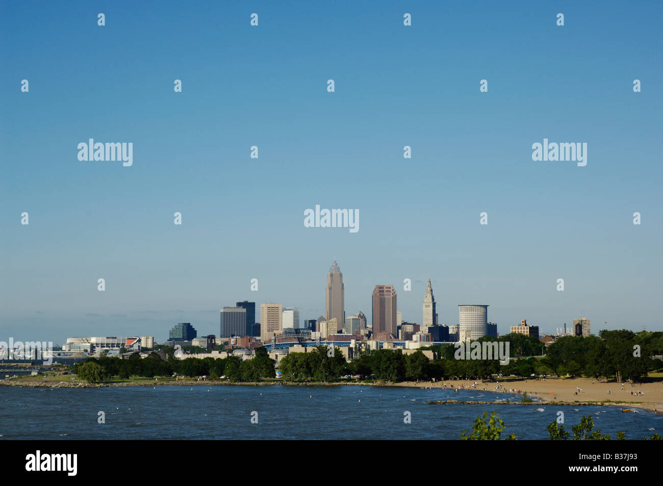 Cleveland OH., USA skyline with Lake Erie in foreground Stock Photo - Alamy