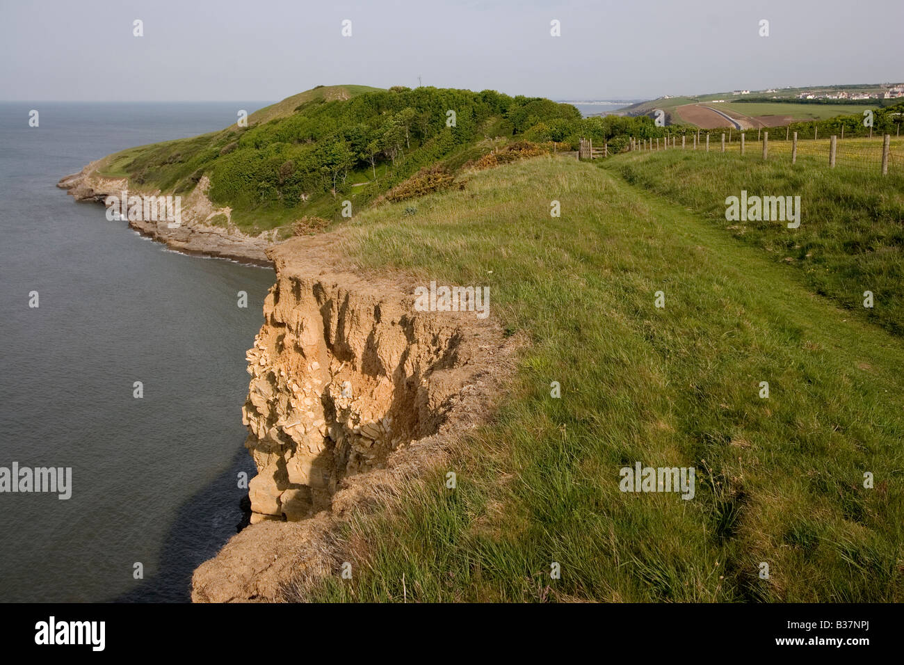 Steep limestone cliffs Coastal path Heritage Coast Southerndown Vale of ...