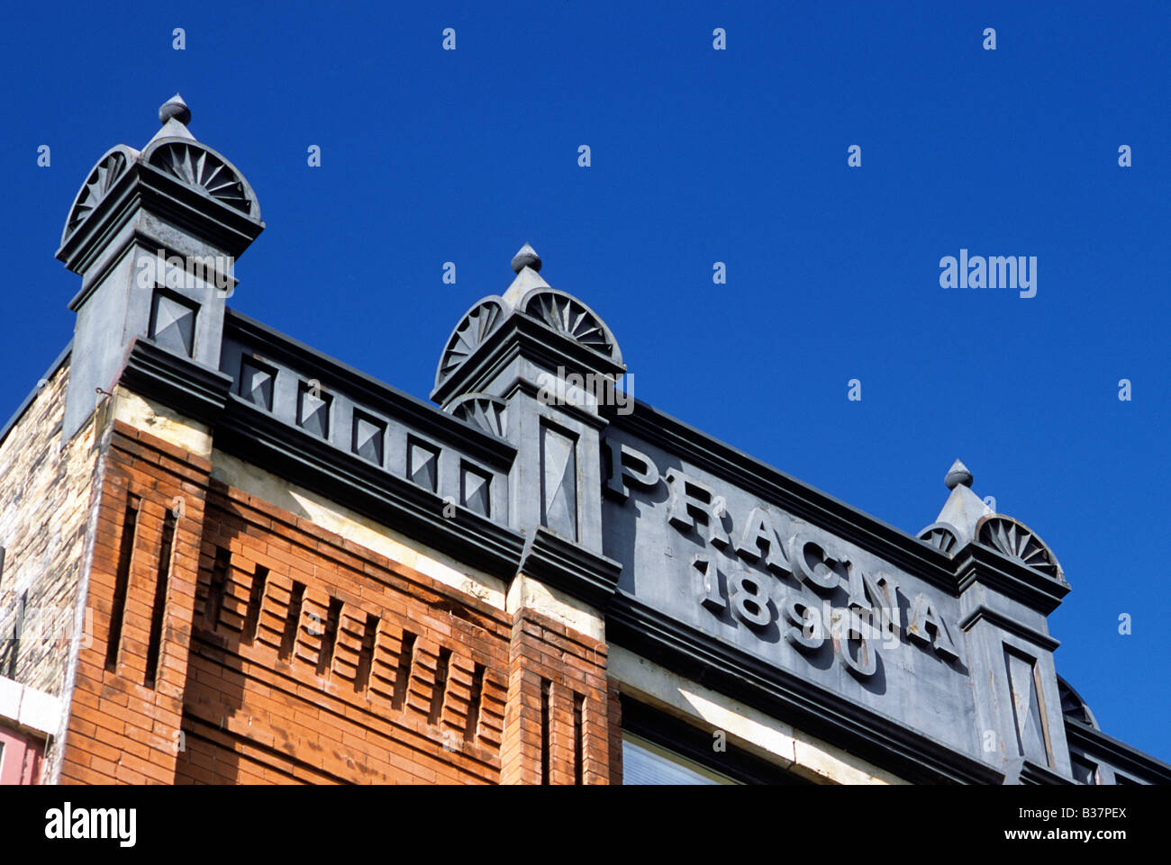ROOFLINE OF HISTORIC BUILDING IN THE ST. ANTHONY MAIN NEIGHBORHOOD OF ...