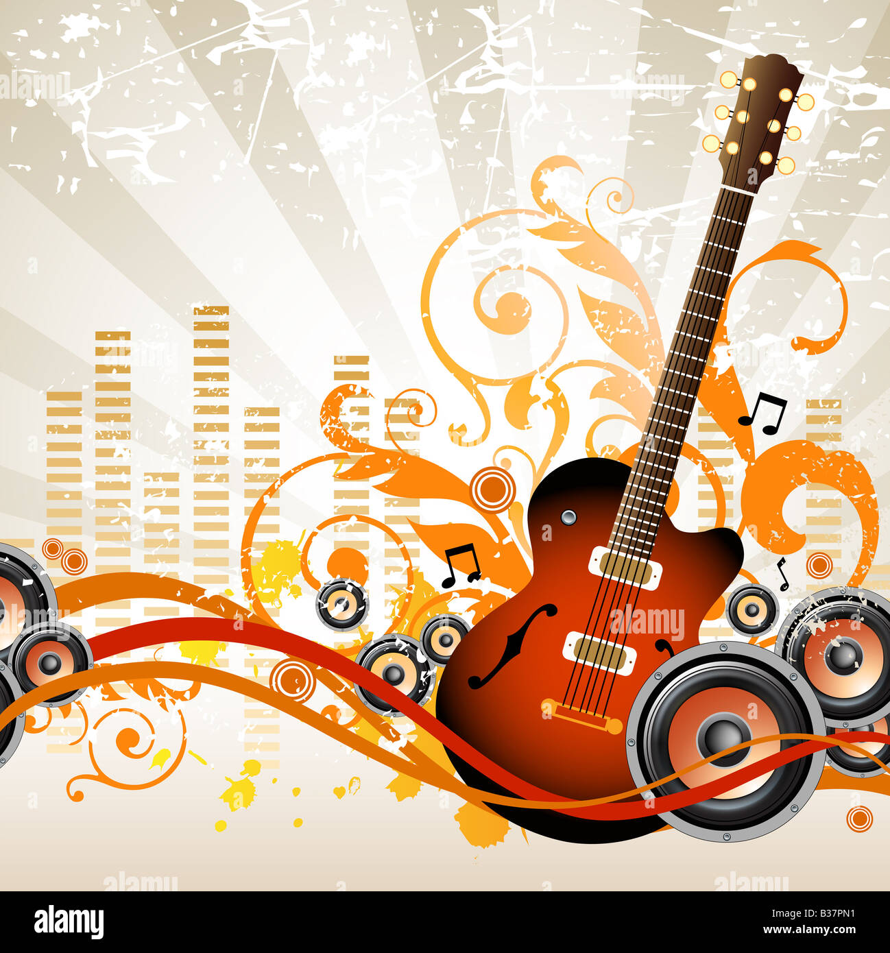 illustration drawing of musical background Stock Photo - Alamy