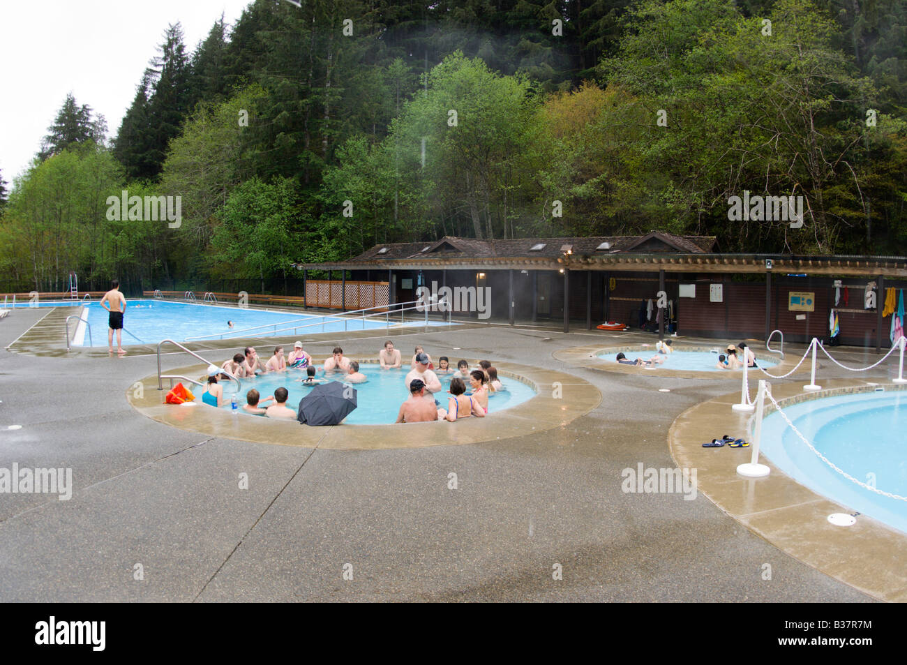 Tourists enjoy the hot springs at Sol Duc Hot Springs Resort Olympic ...