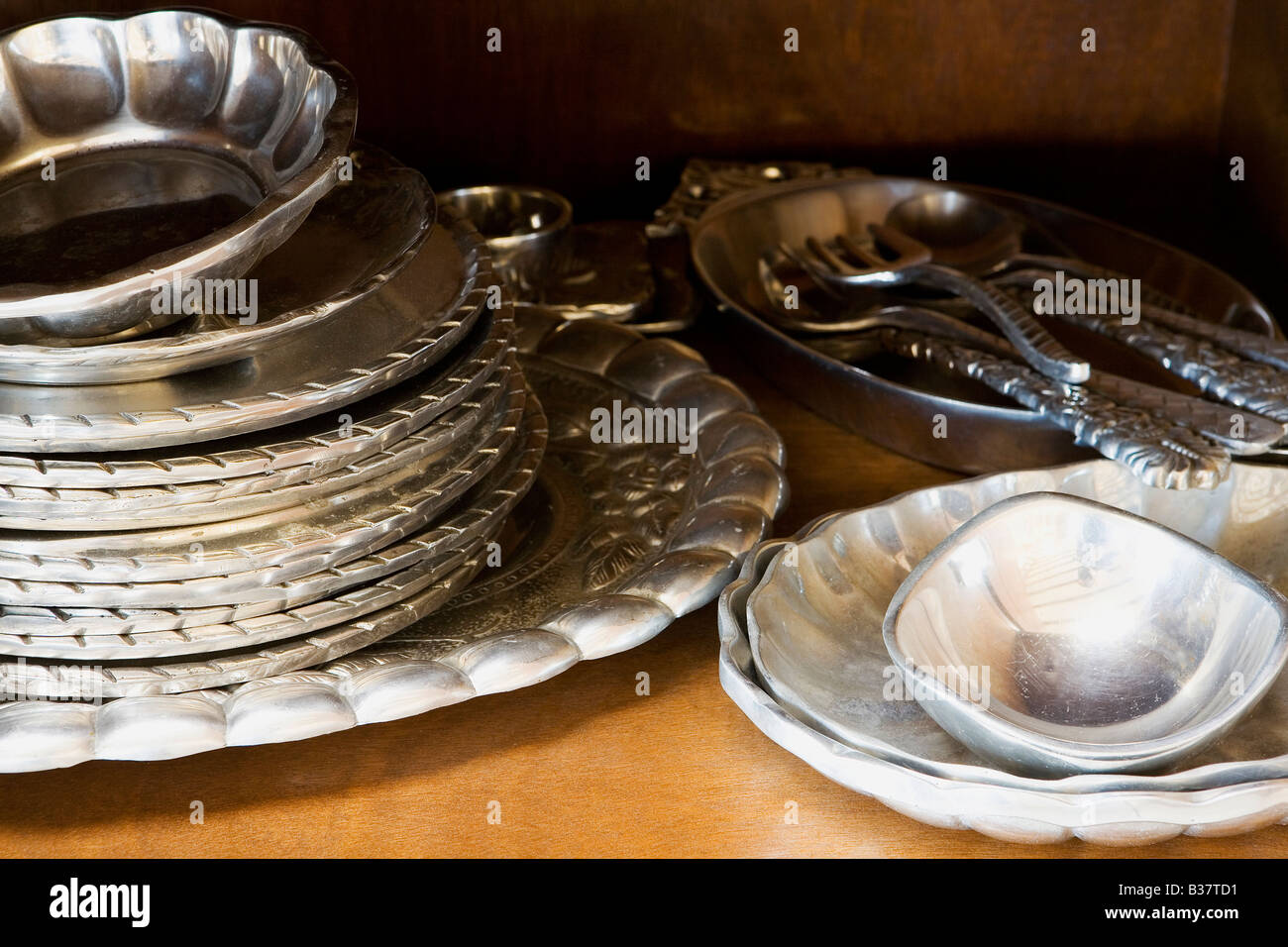 Stack of Vintage sterling silver dishes Stock Photo - Alamy