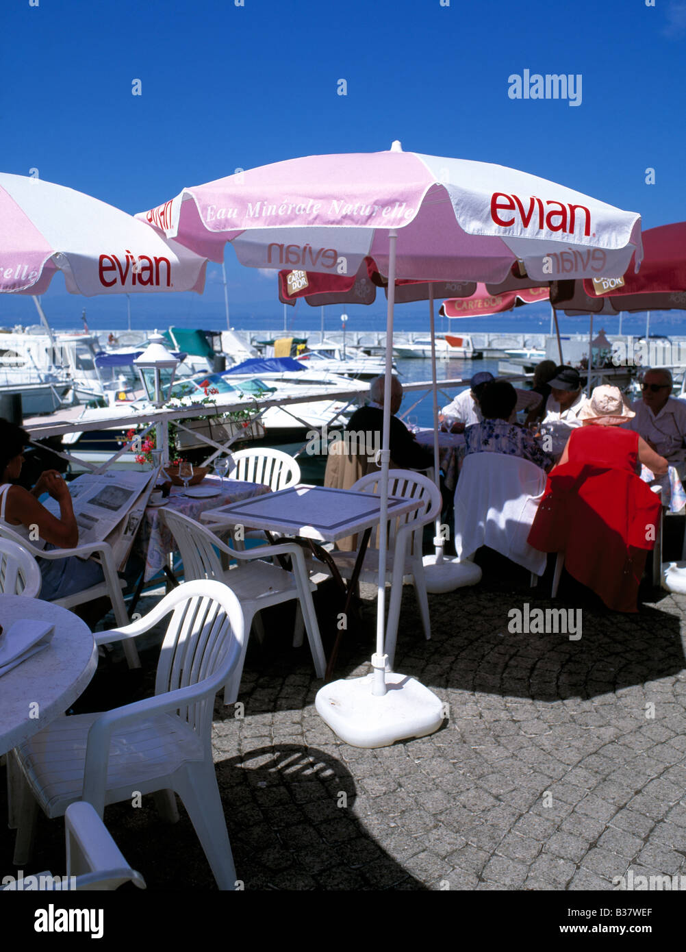 Evian, Harbourside Cafe, Day Stock Photo - Alamy