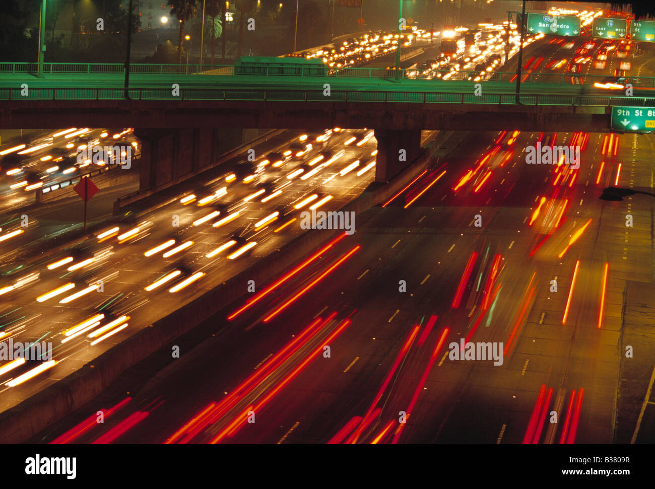Motorway At Night, Harbor Freeway, Night Stock Photo - Alamy