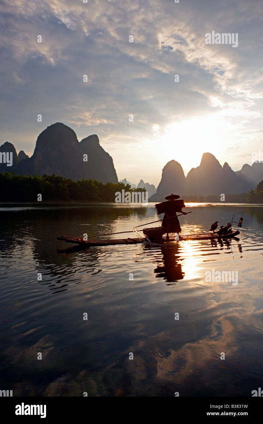 Cormorant Fisherman in the Lijang Li River Xingping Guilin province ...