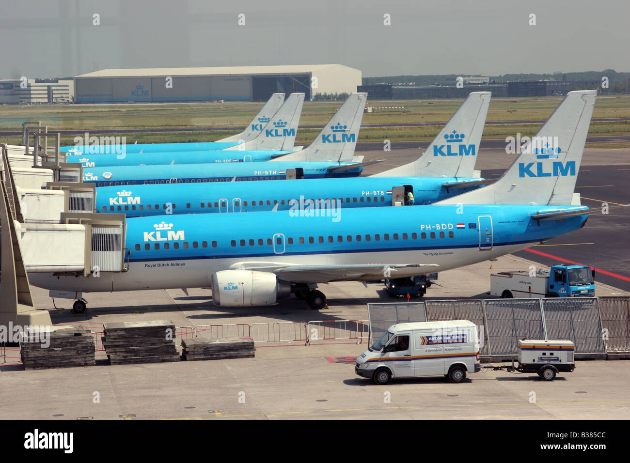 KLM Boeing 737 300 aircraft at gates at Schiphol airport Amsterdam The ...