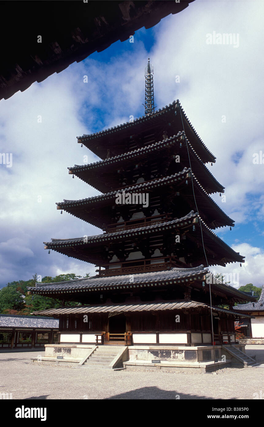 Japan, nara, horyuji temple, pagoda hi-res stock photography and images ...
