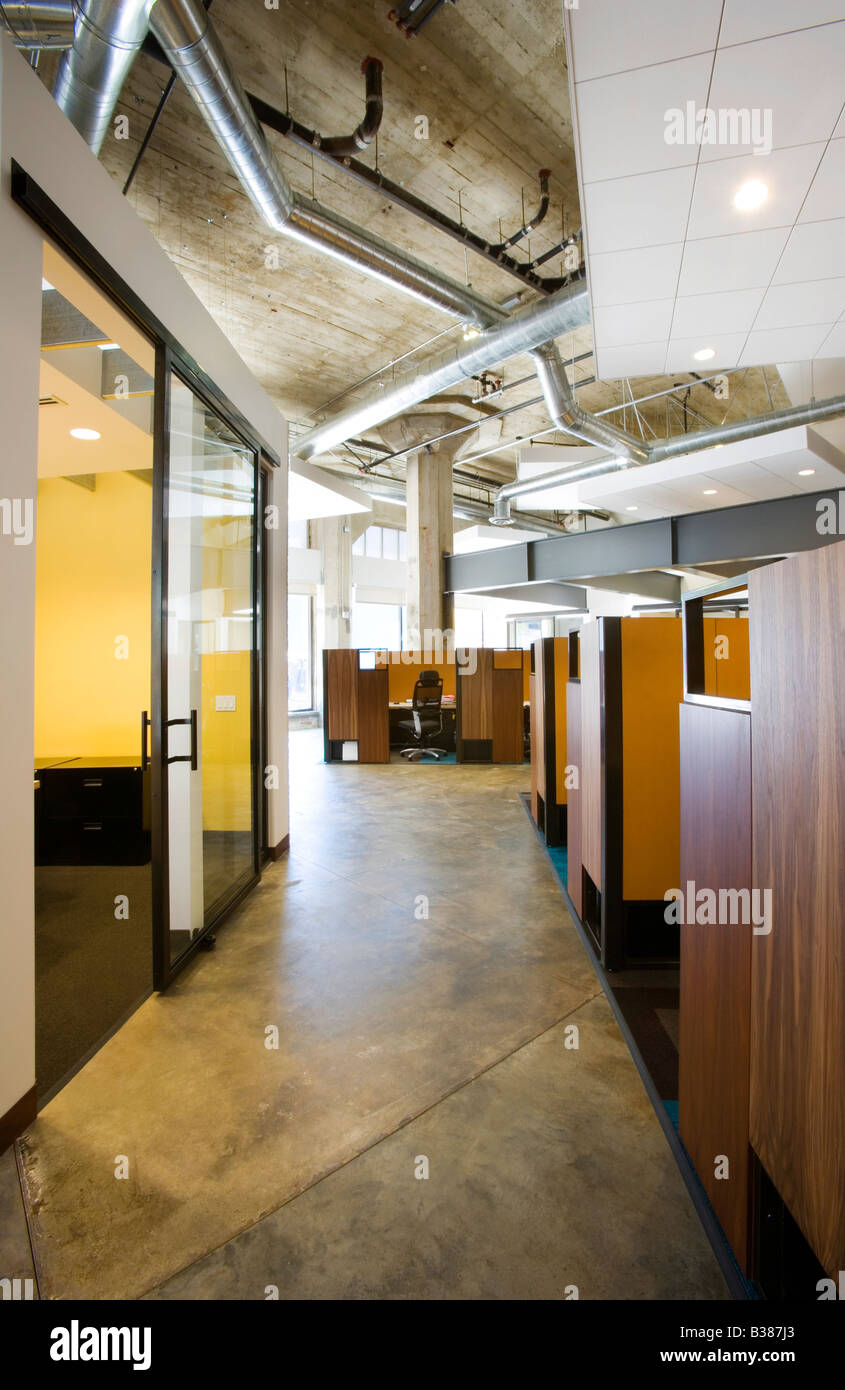 Interior of a modern office space with cubicles Stock Photo - Alamy