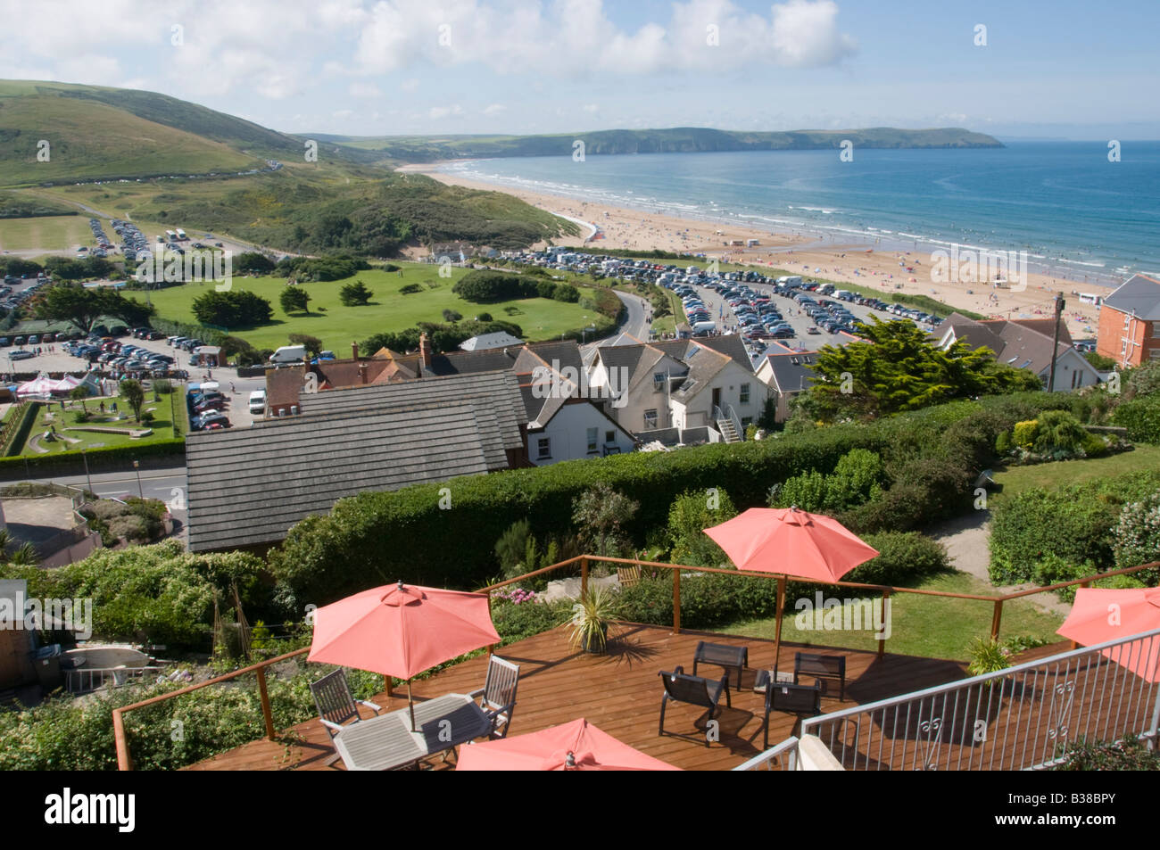 Woolacombe village and beach Stock Photo - Alamy