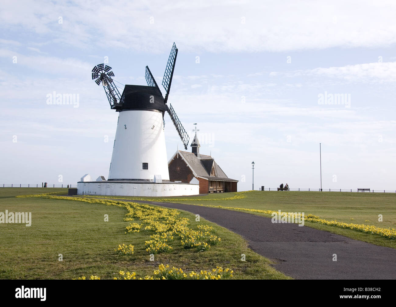 The windmill and old lifeboat station on Lytham Green, The Promenade ...
