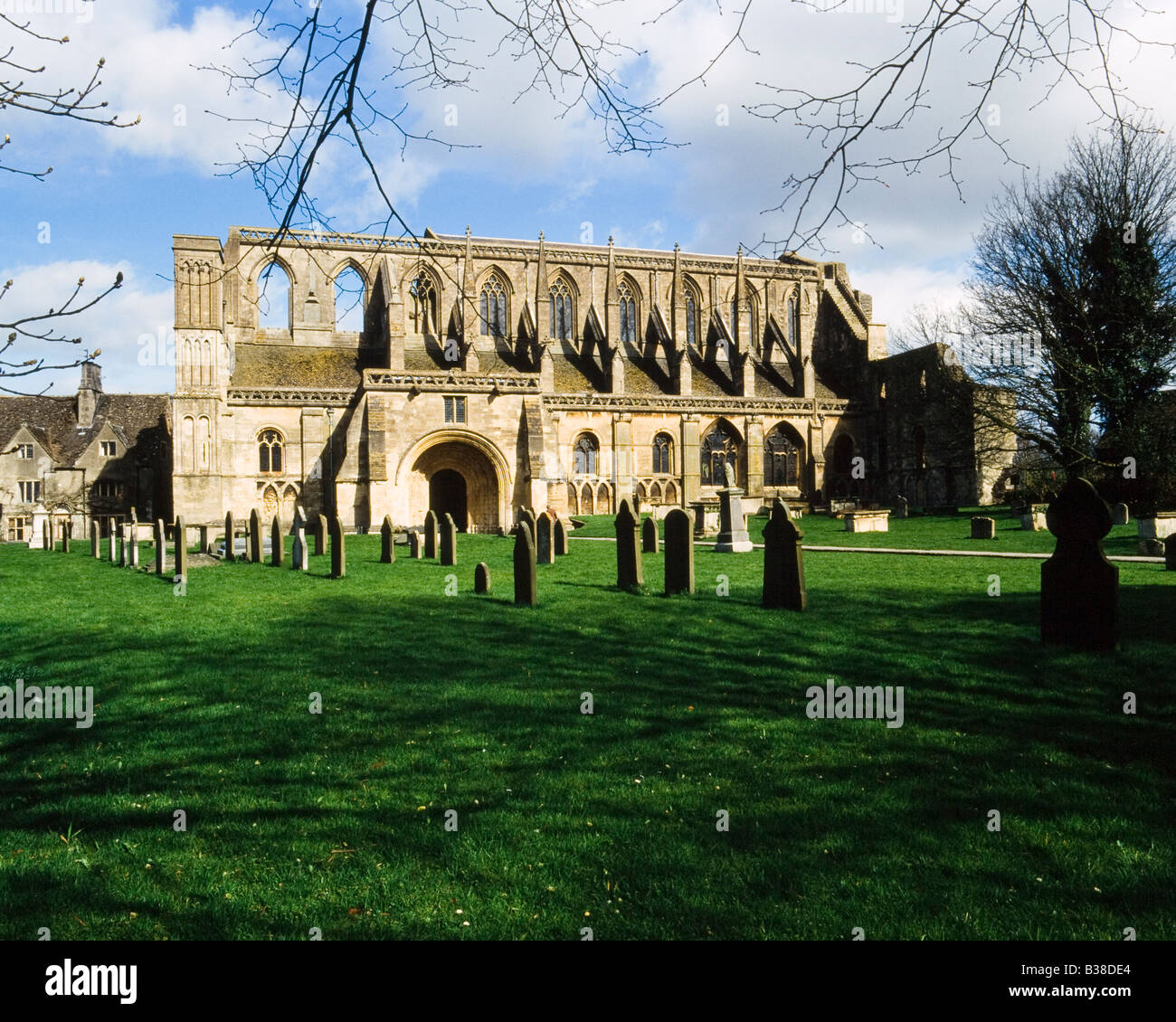 Historic Malmesbury Abbey in early spring sunshine, Wiltshire, UK Stock ...