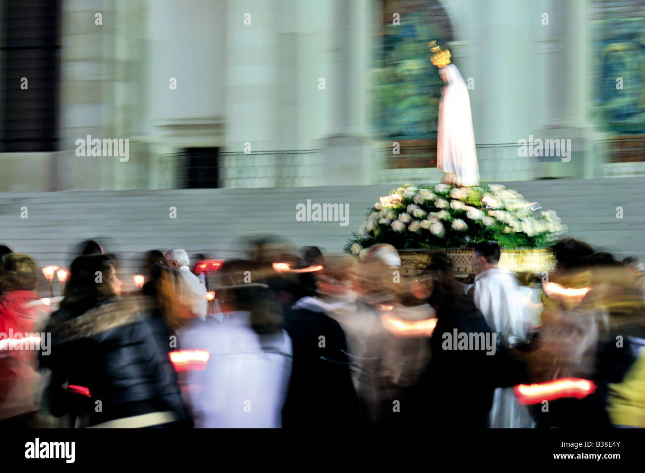 Nightly candle light procession at the sanctuary of Fatima in Portugal ...
