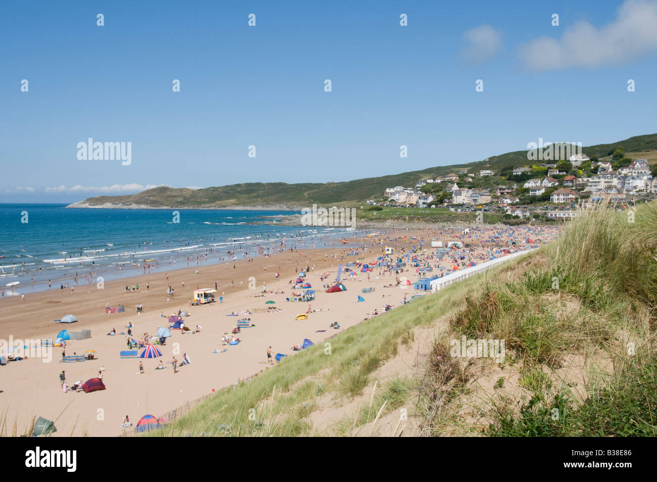 Woolacombe beach and village Stock Photo - Alamy