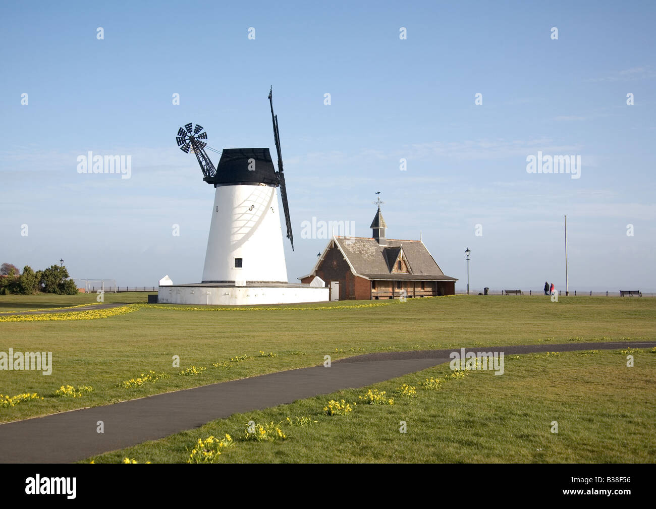 The windmill and old lifeboat station on Lytham Green, The Promenade ...
