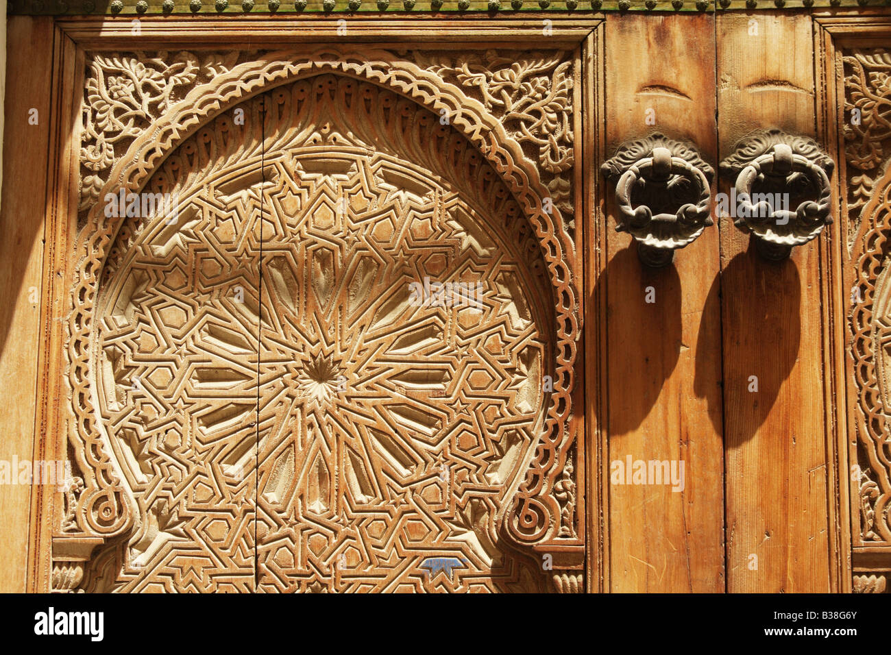 Detail of a mosque door in the Andalusian quarter in Fes, Morocco Stock ...