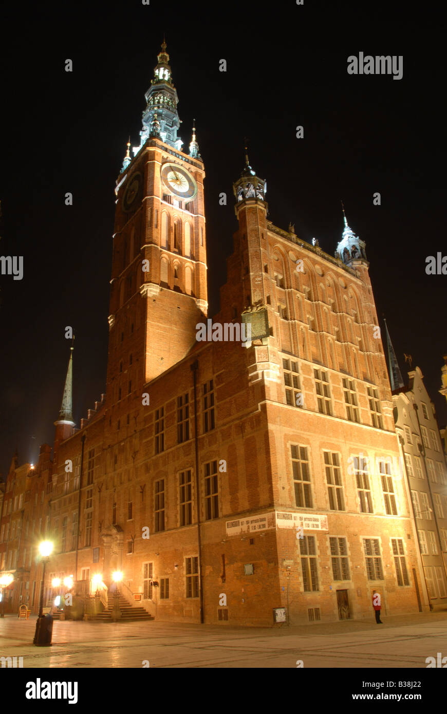 Gdansk old city town hall In the night Stock Photo - Alamy