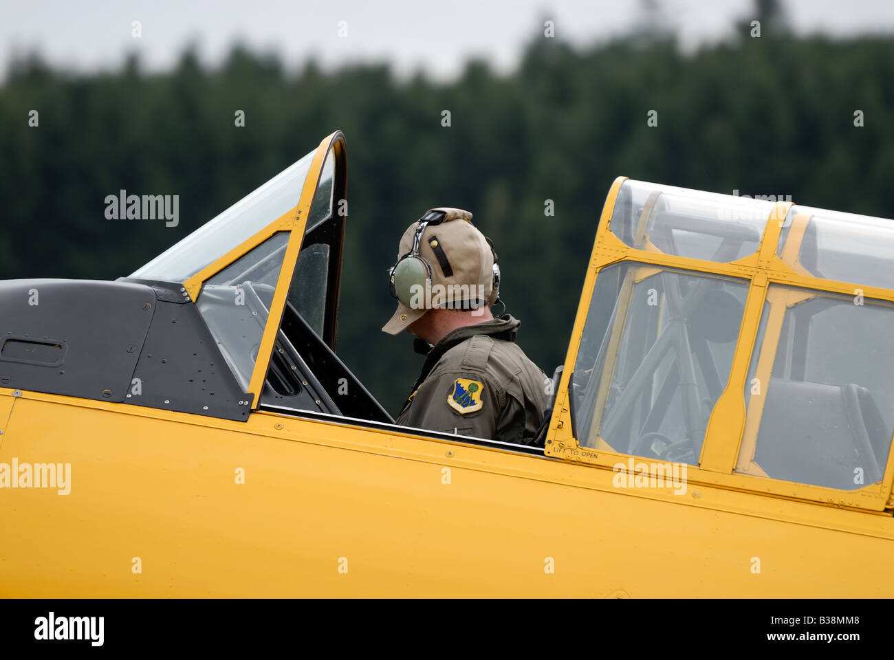 Pilot of a retro airplane Stock Photo - Alamy