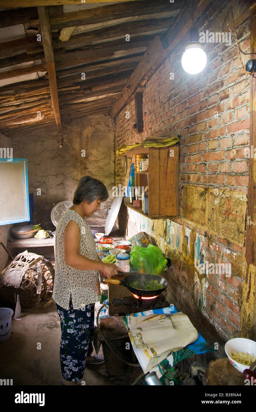 Modern peasant woman cooking in Datianzhuang village, Juyang County ...