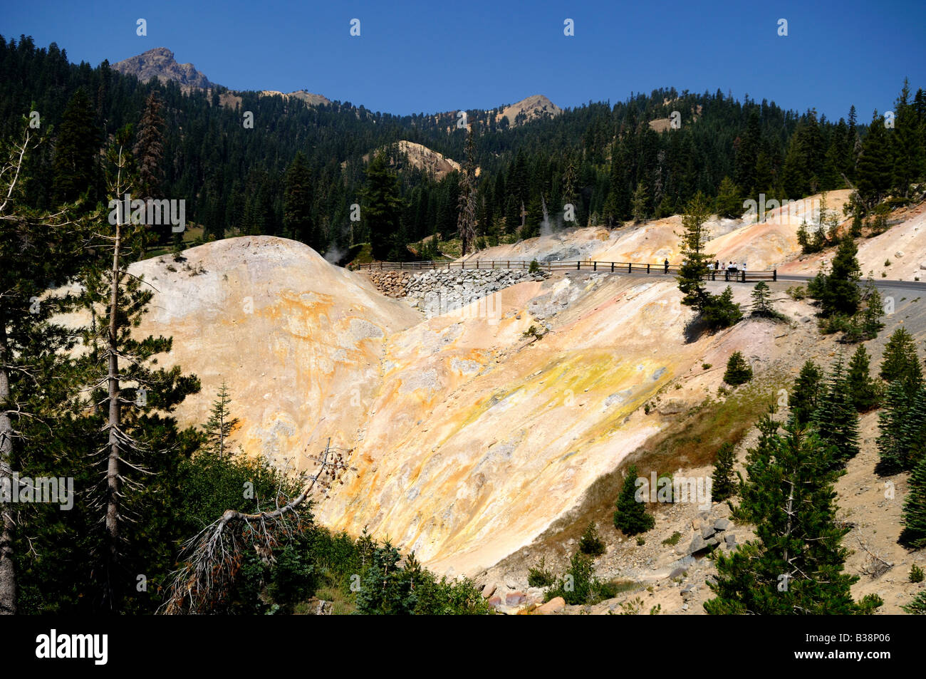 Colorful sulfur deposits from volcanic activity. Lassen Volcanic ...