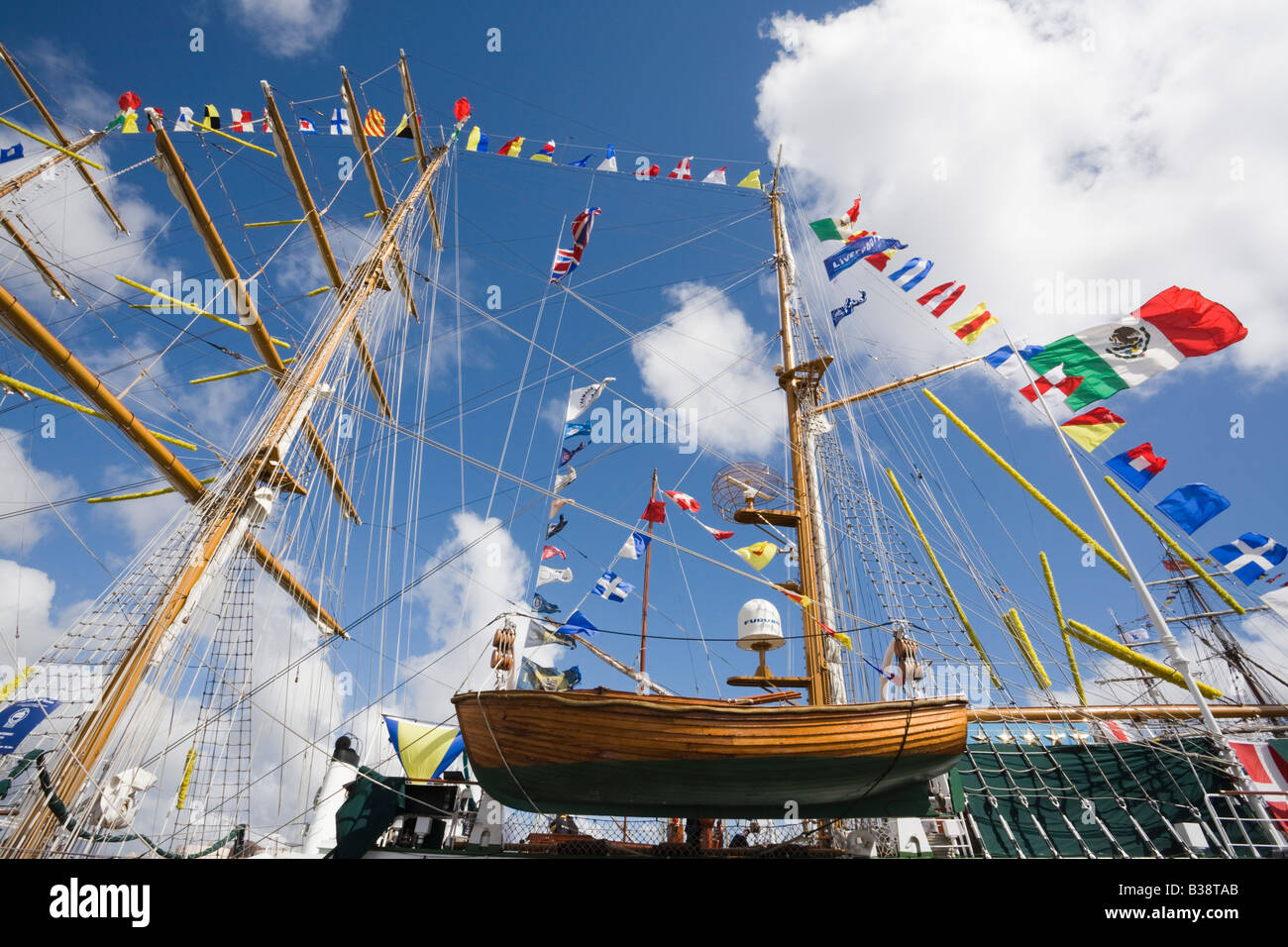 Wooden lifeboat on Cuauhtemoc three-masted Barque from Mexico in Tall ...