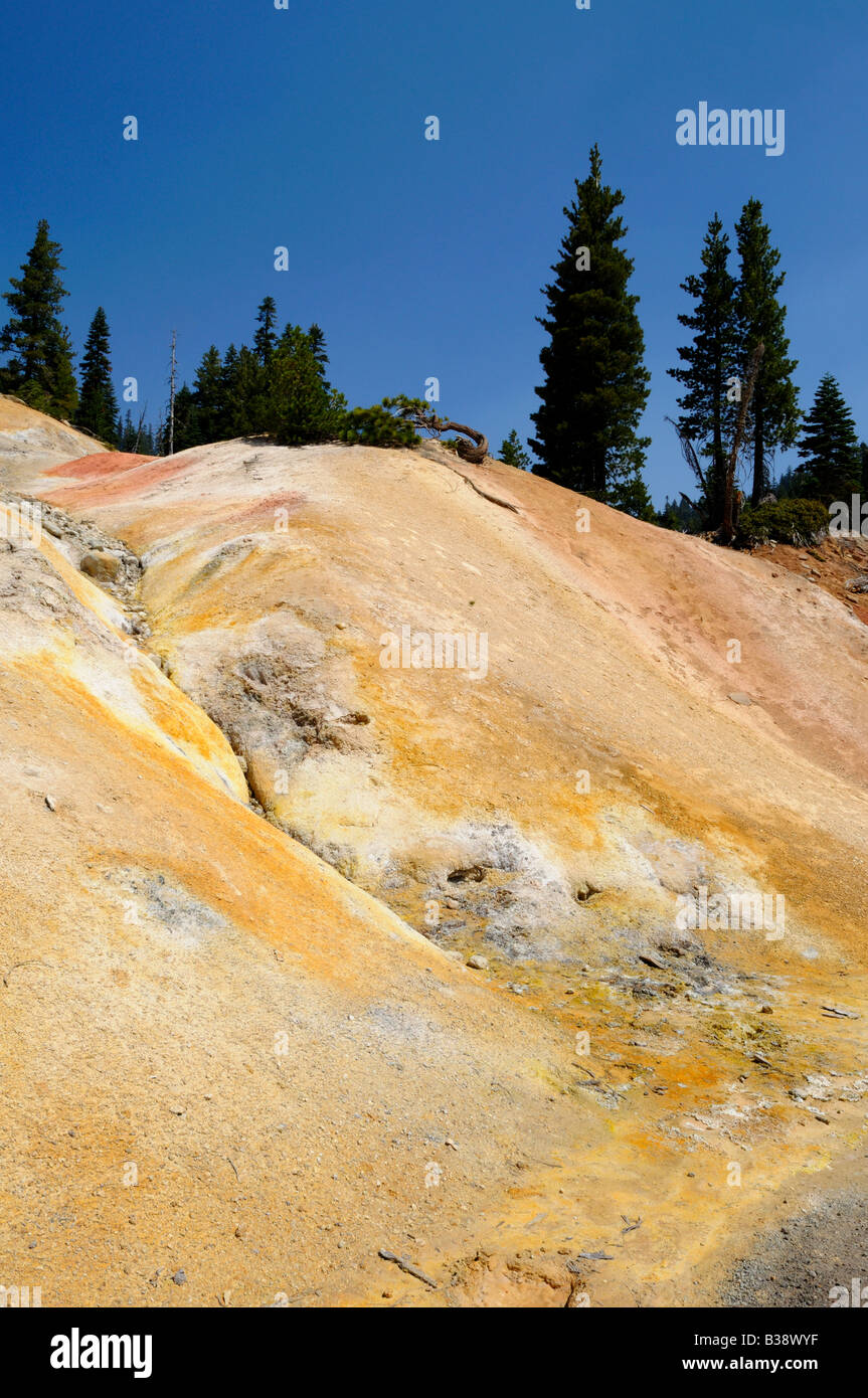 Colorful sulfur deposits from volcanic activity. Lassen Volcanic ...