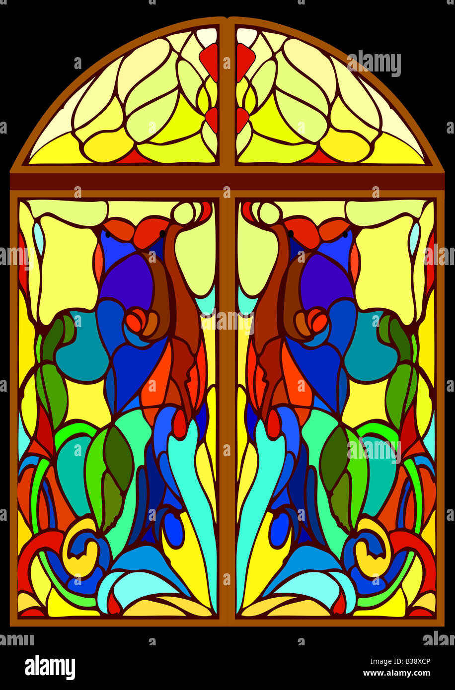 Window-stained-glass window from color glass. The professional sketch ...