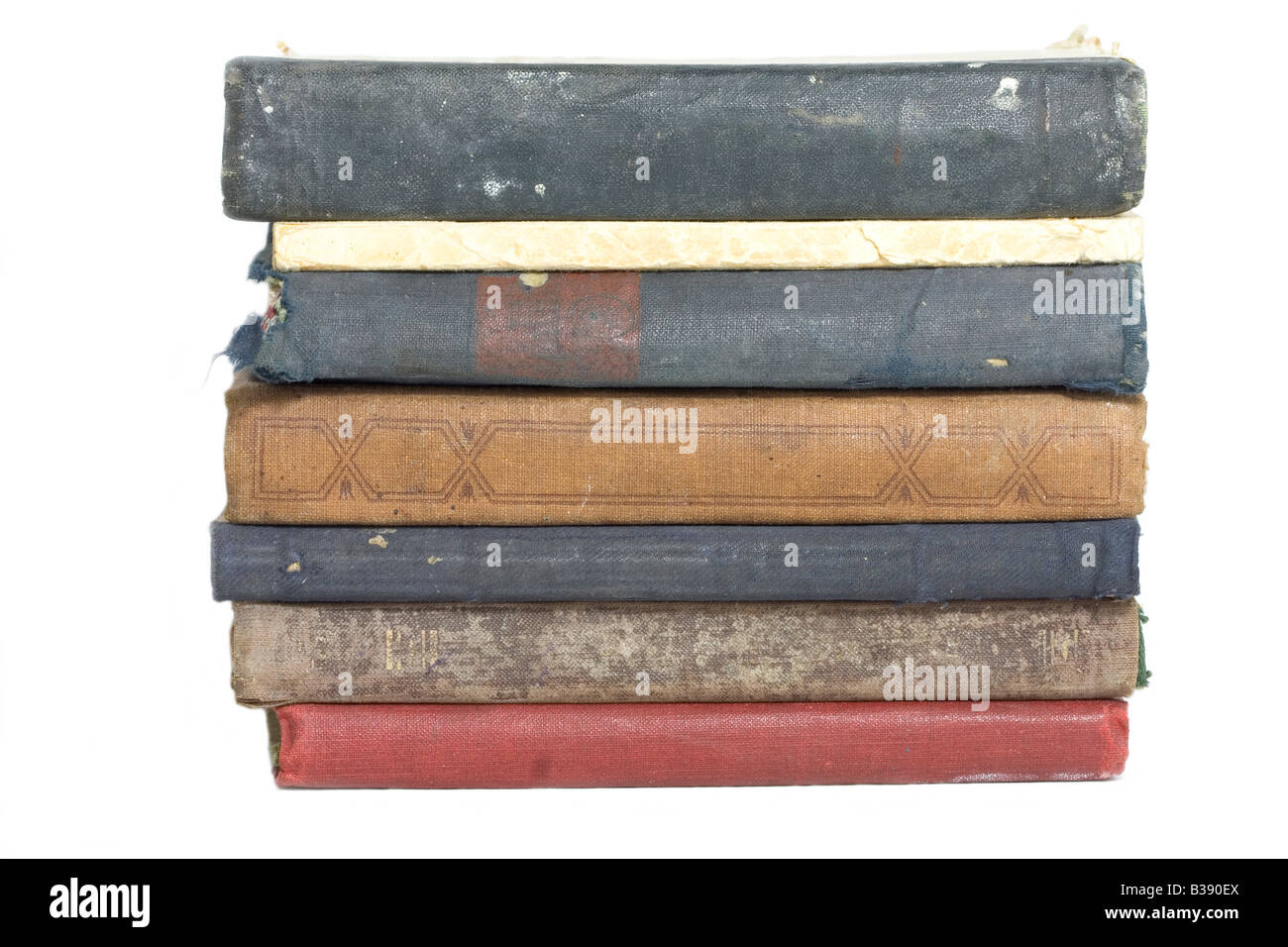 Old Book pile over the white background Stock Photo - Alamy