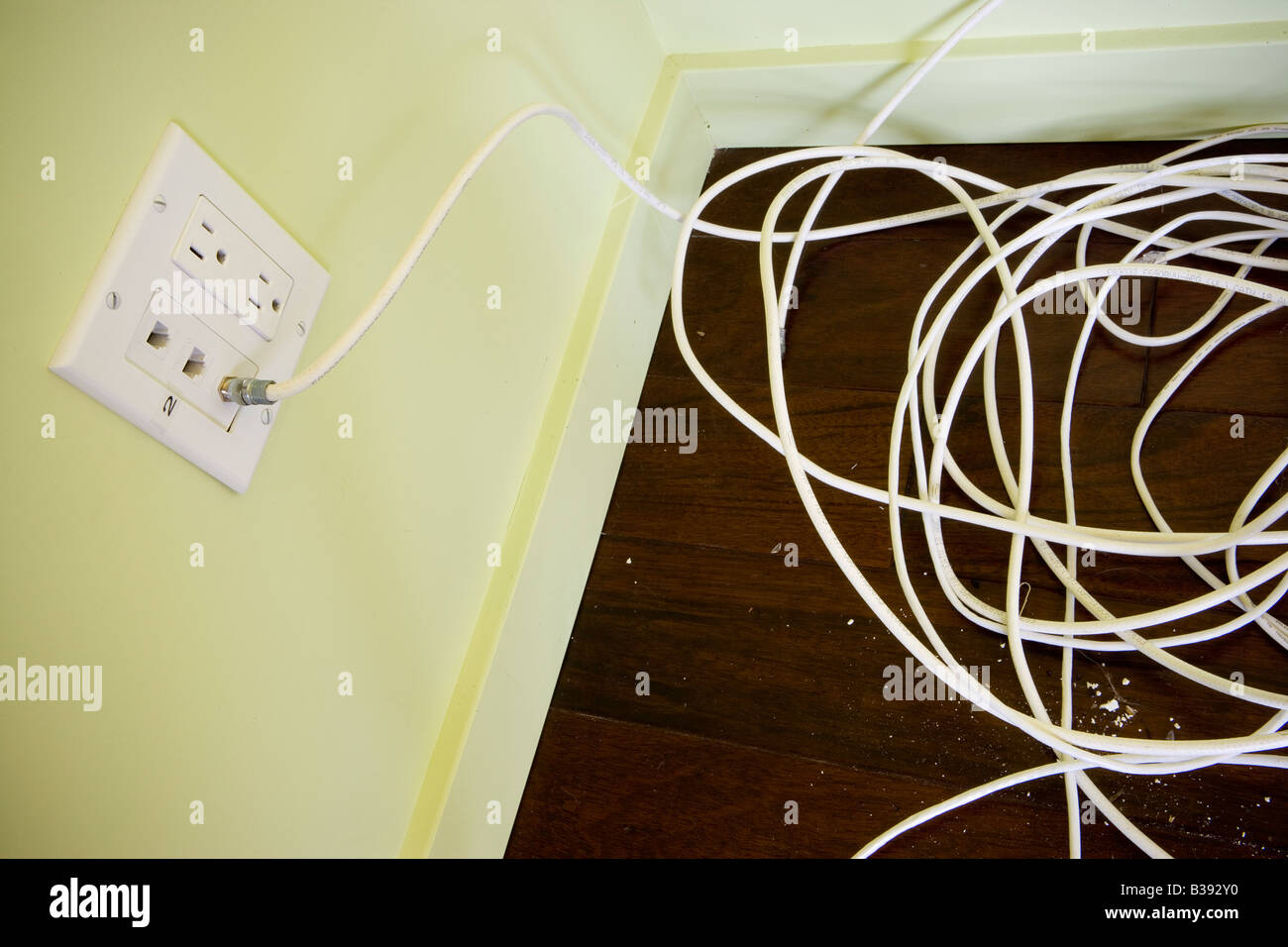 Tangled coaxial cable Stock Photo - Alamy