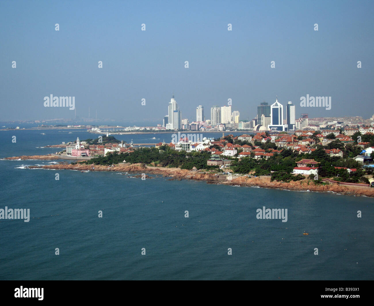 Seaside Chinese city Qingdao the top view Stock Photo - Alamy