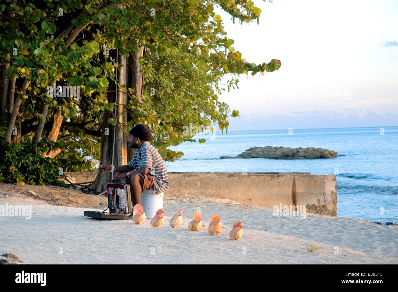 Beach trader on the Caribbean island of Barbados Stock Photo - Alamy