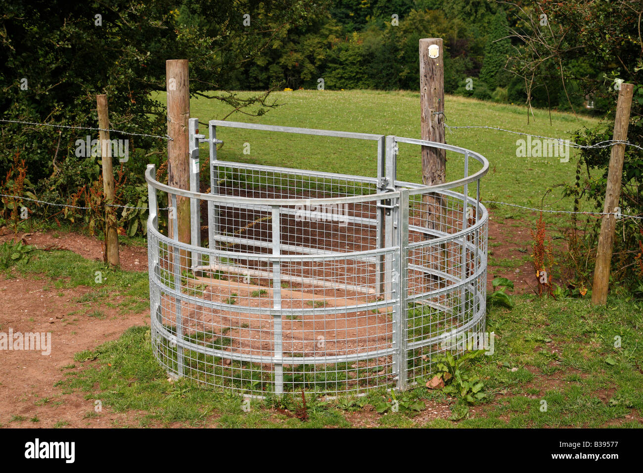 modern metal kissing gate clent hills worcestershire england uk Stock ...