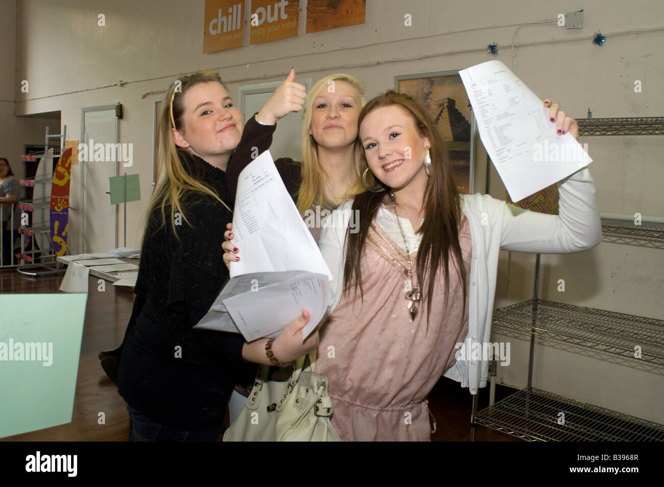 Three teenage girls celebrating their GCSE results Stock Photo - Alamy