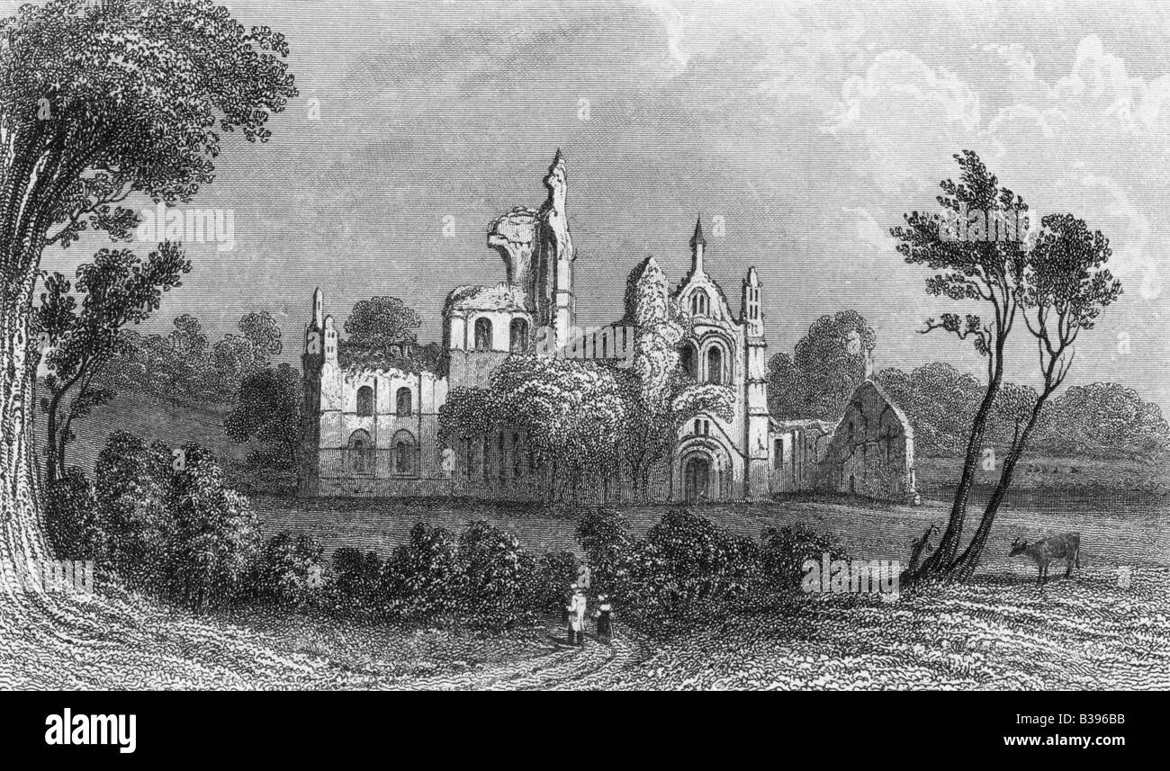 Kirkstall Abbey Near Leeds England Circa 1845 19th Century Engraving ...