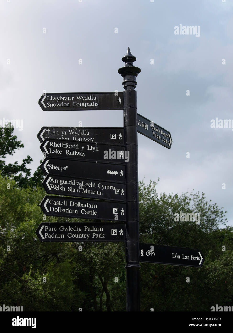 Snowdon Path Signpost Stock Photo - Alamy