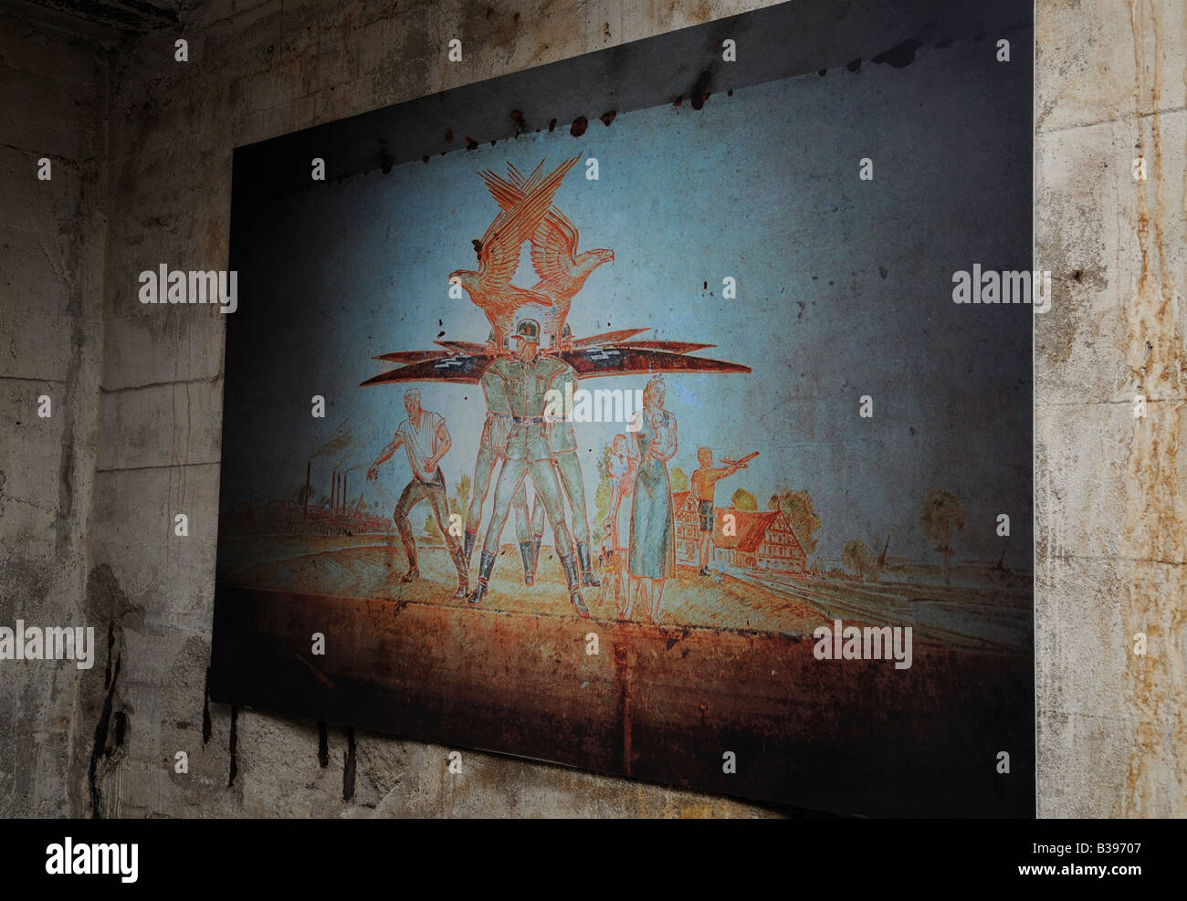 Nazi propaganda placard in German World War Two bunker, Berlin Stock ...