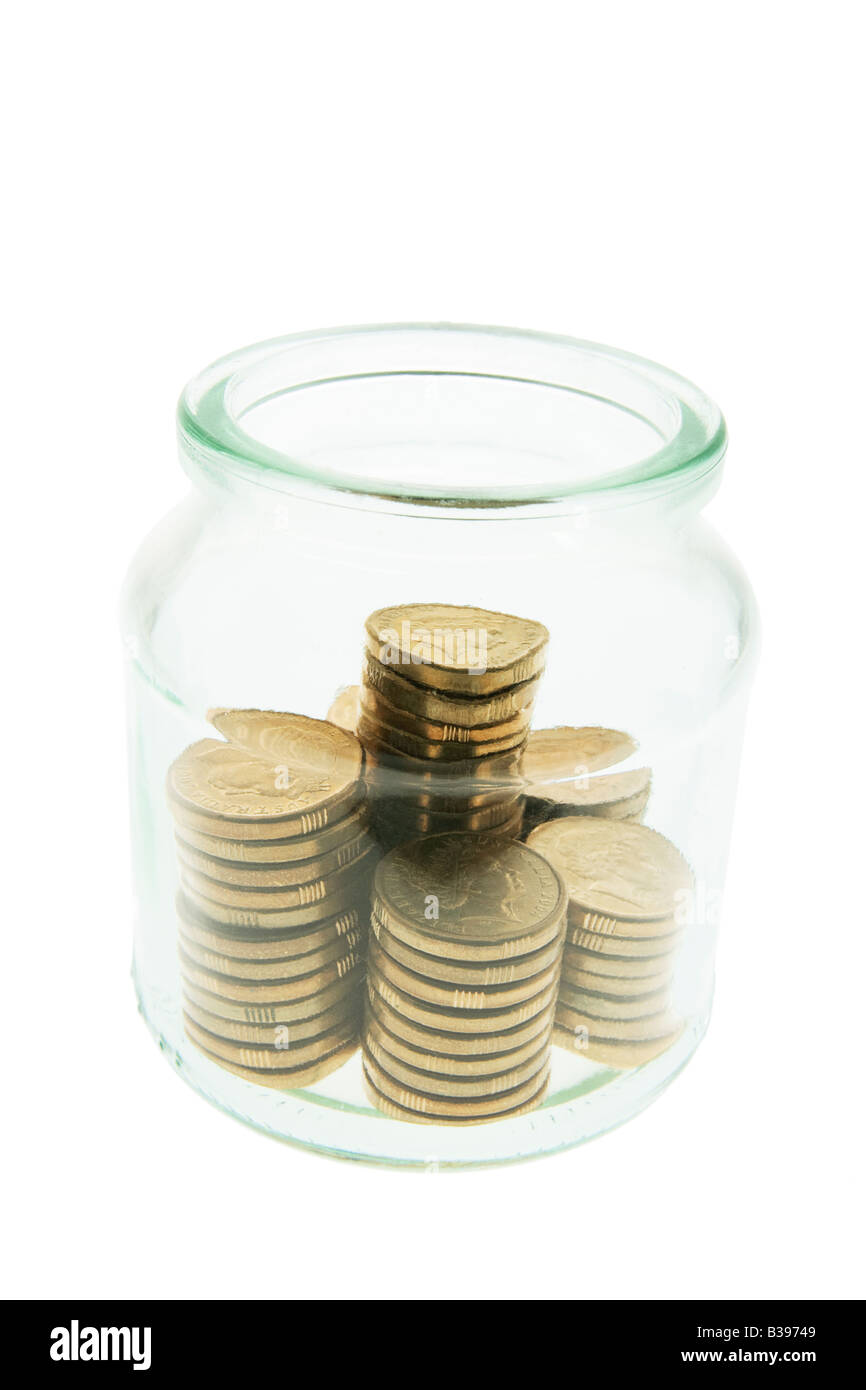Money coin in glass Cut Out Stock Images & Pictures - Alamy