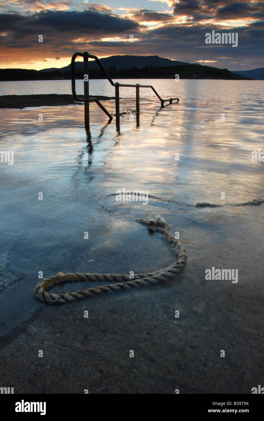 High tide at the pier, Port Appin, Argyll, Scotland, UK Stock Photo - Alamy