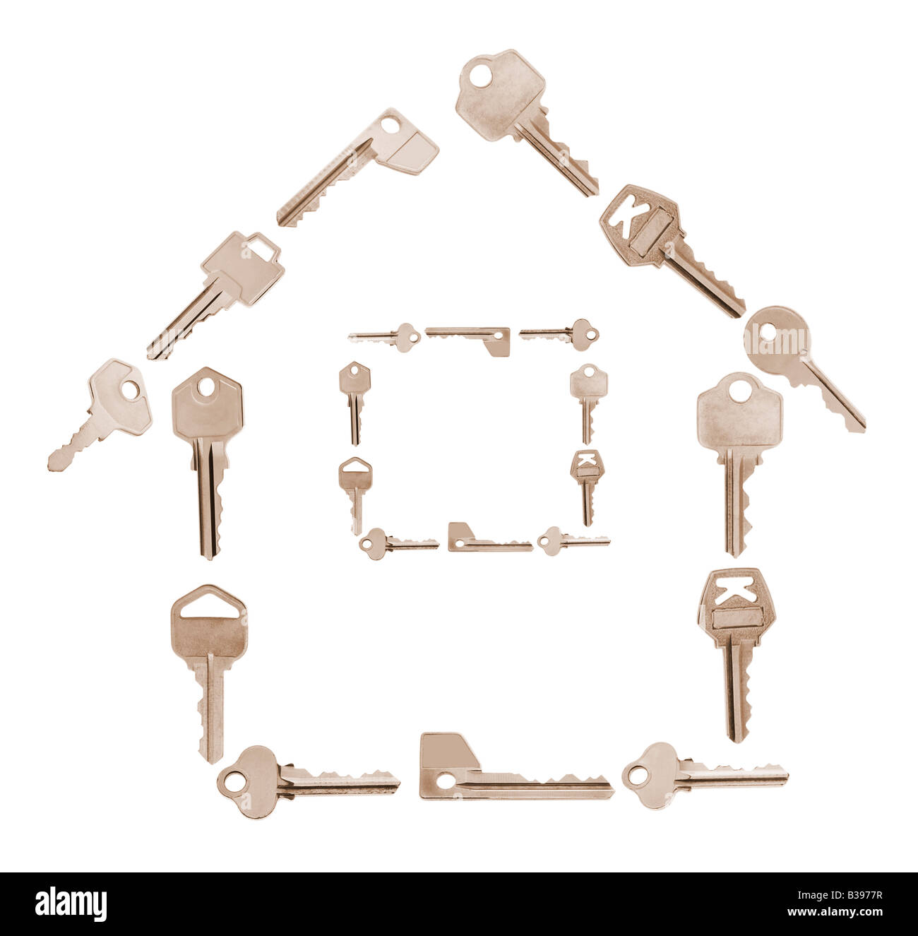Keys Arranged in Shape of House Stock Photo - Alamy