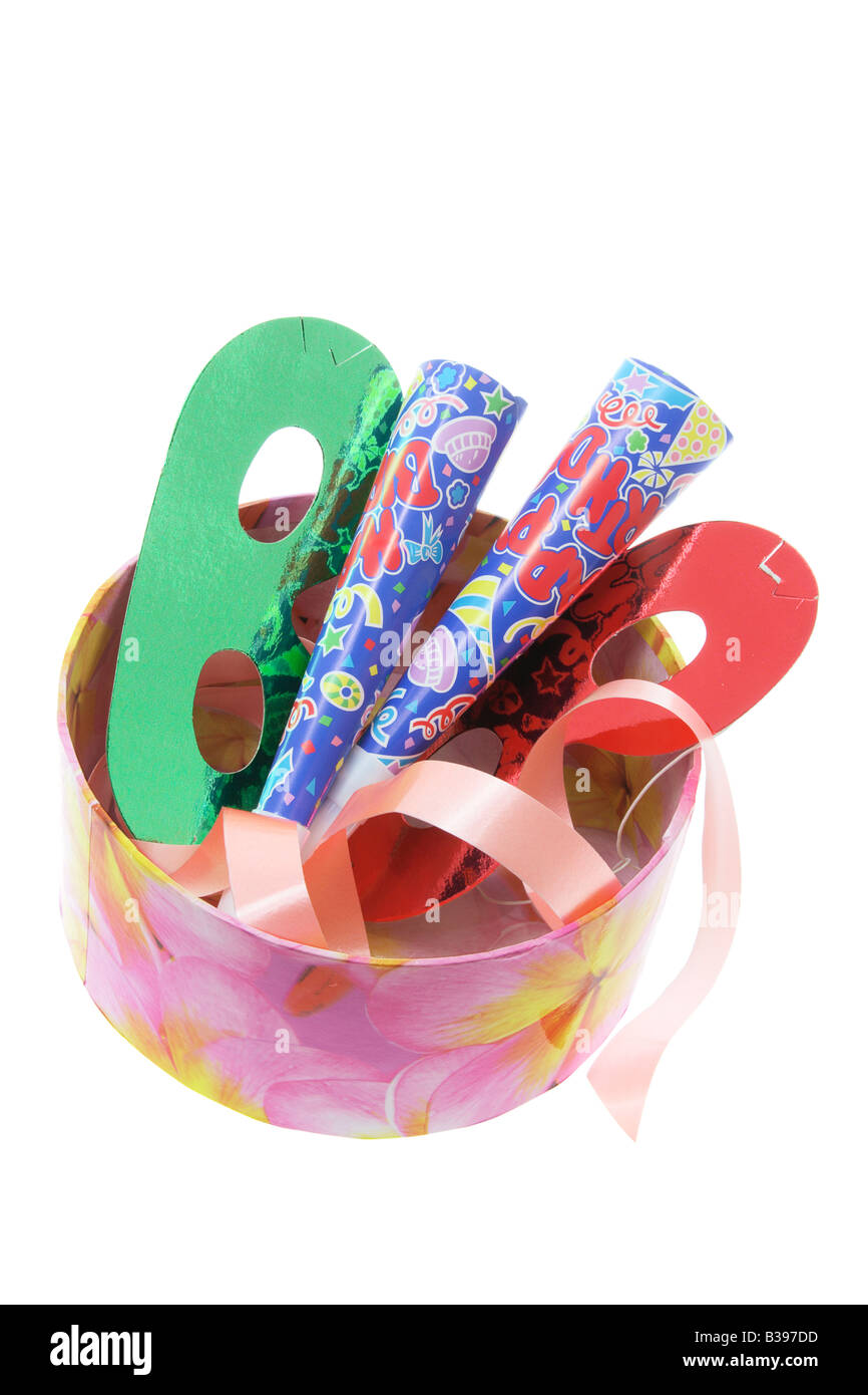 Party Novelties in Gift Box Stock Photo - Alamy