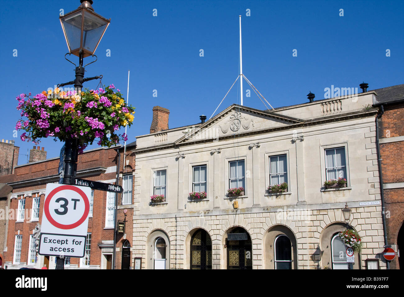 Wisbech market place town centre and inland port in the Fenland area of ...