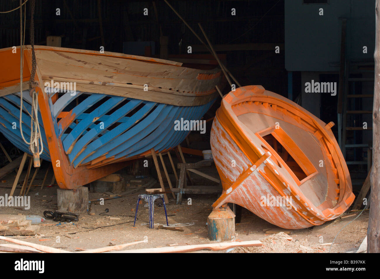 boat building yard Greece fishing Stock Photo - Alamy