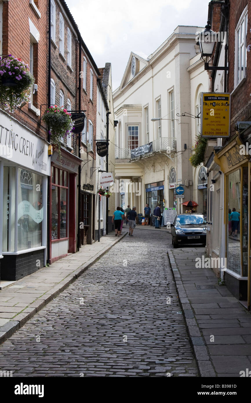 Boston town centre cobbled narrow streets, Lincolnshire, UK Stock Photo ...
