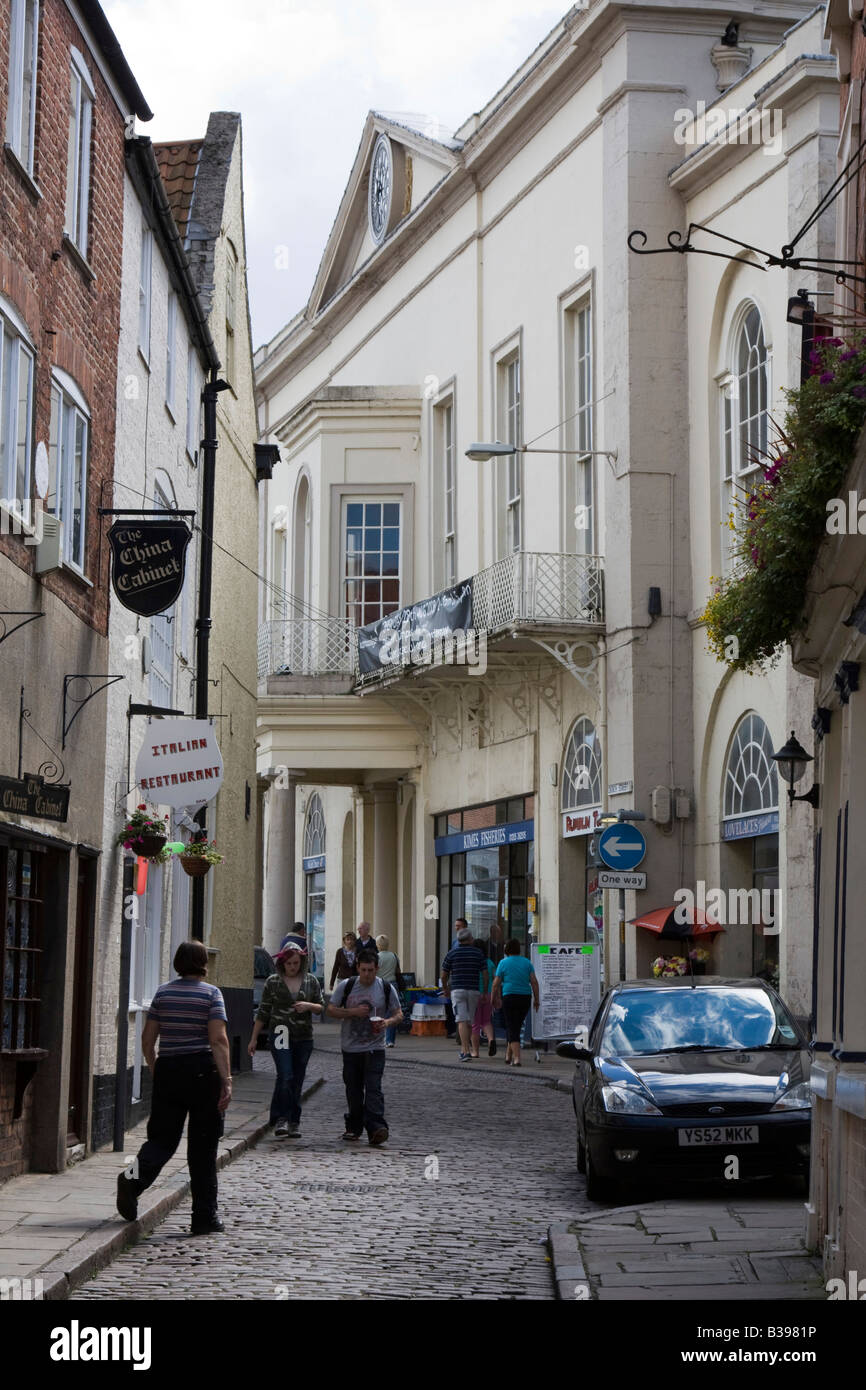Boston town centre cobbled narrow streets, Lincolnshire, UK Stock Photo ...