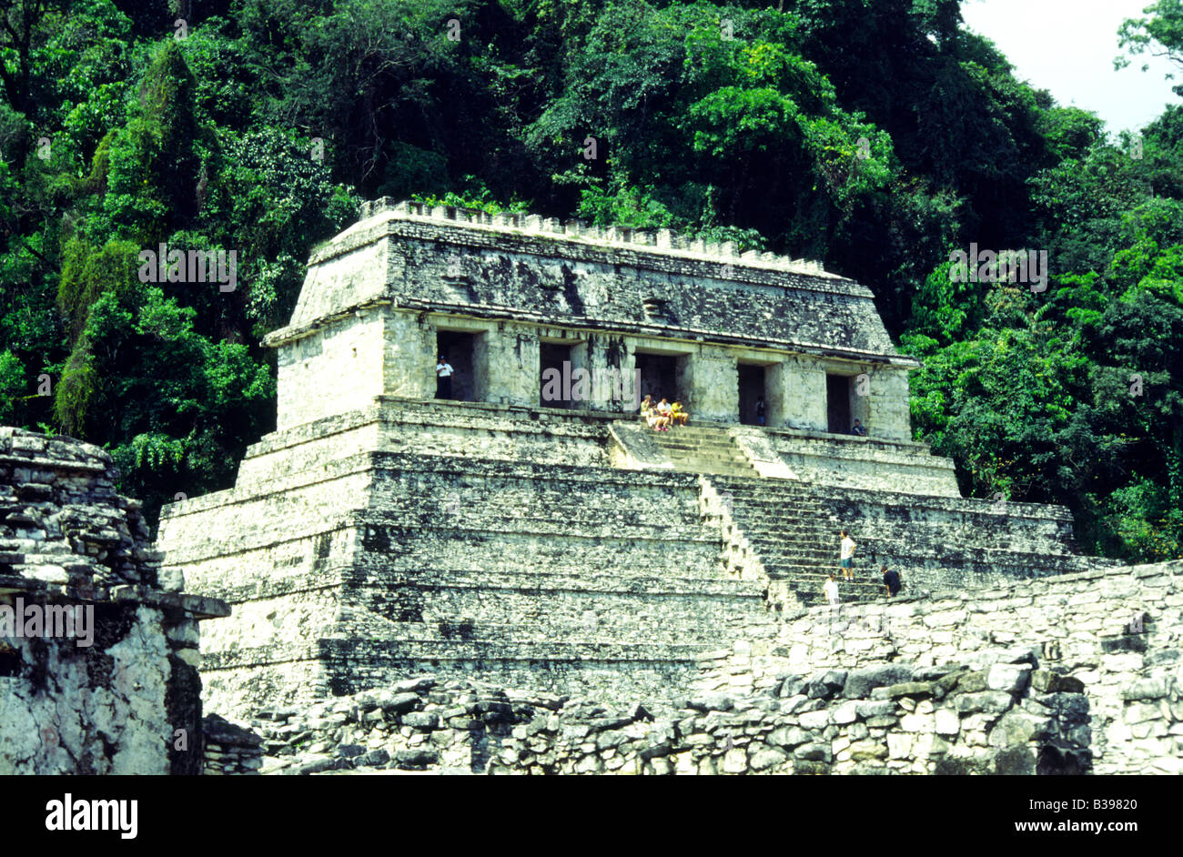 The Temple of the Inscriptions at the Mayan site of Palenque in Chiapas ...
