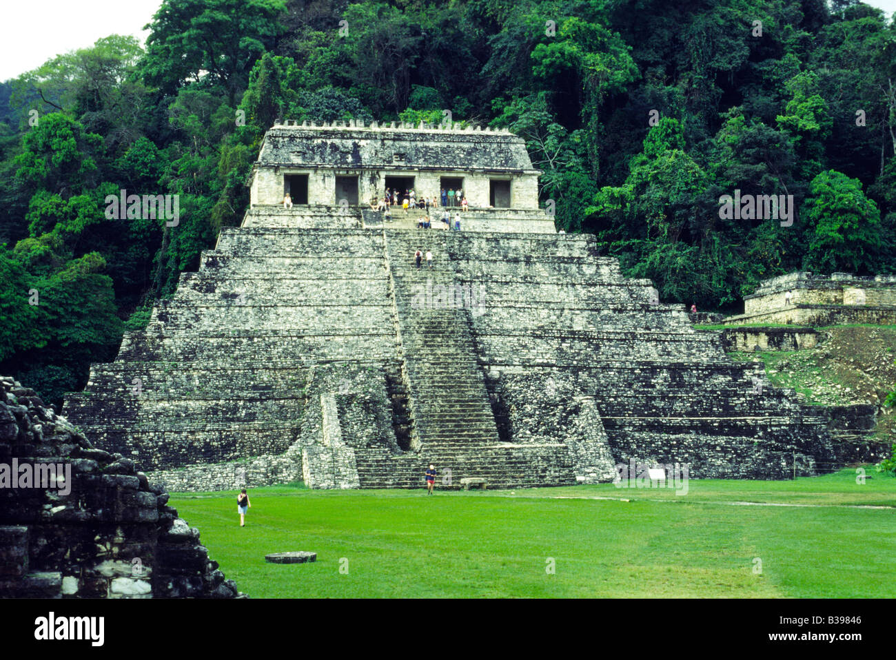The Temple of the Inscriptions at the Mayan site of Palenque in Chiapas ...