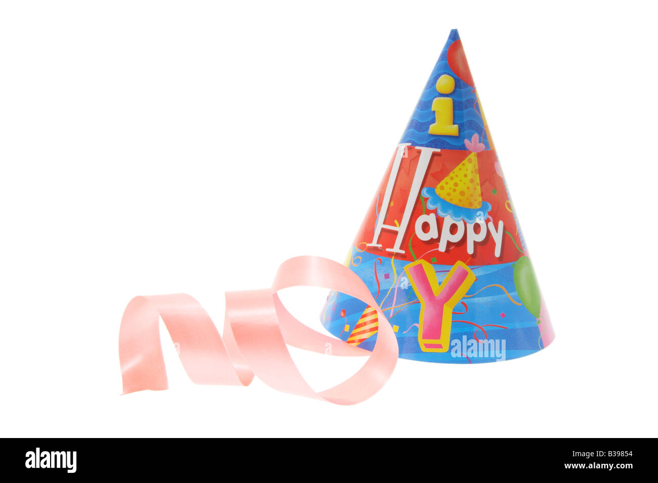 Party Hat and Curling Ribbon Stock Photo - Alamy